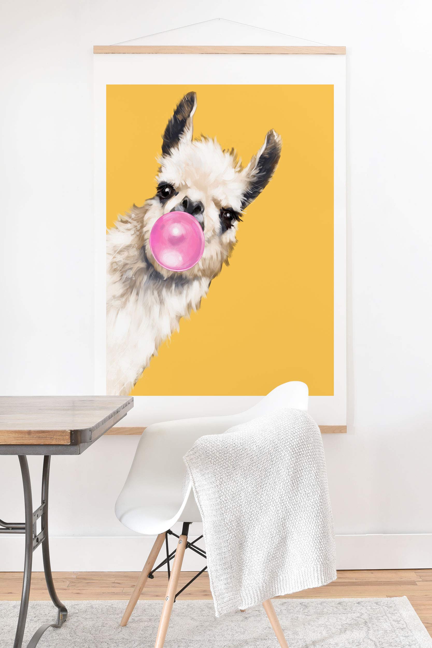 Bubble Gum Sneaky Llama Yellow Art Print - From Where
