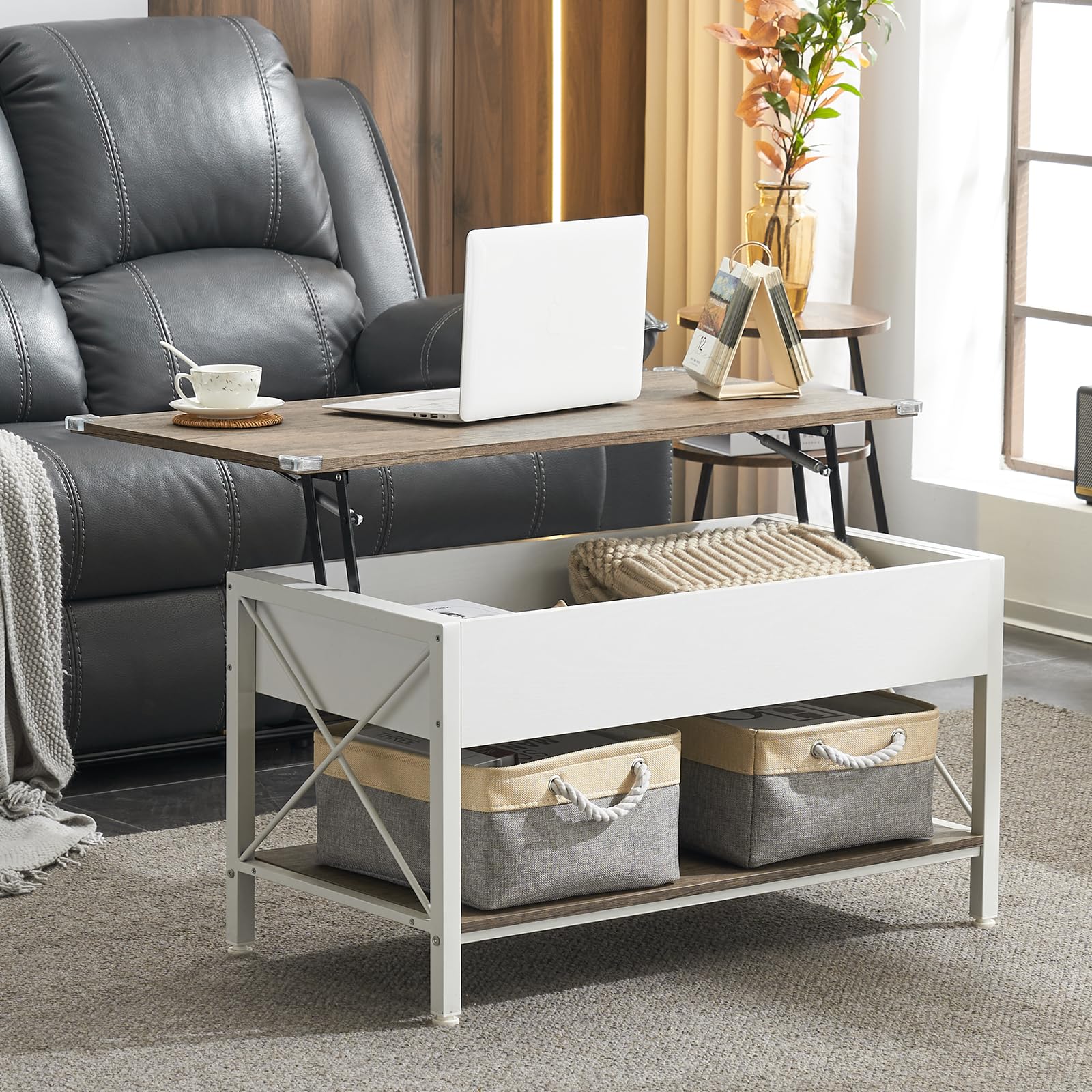 Lift Top Coffee Table with Storage Bins | From Where