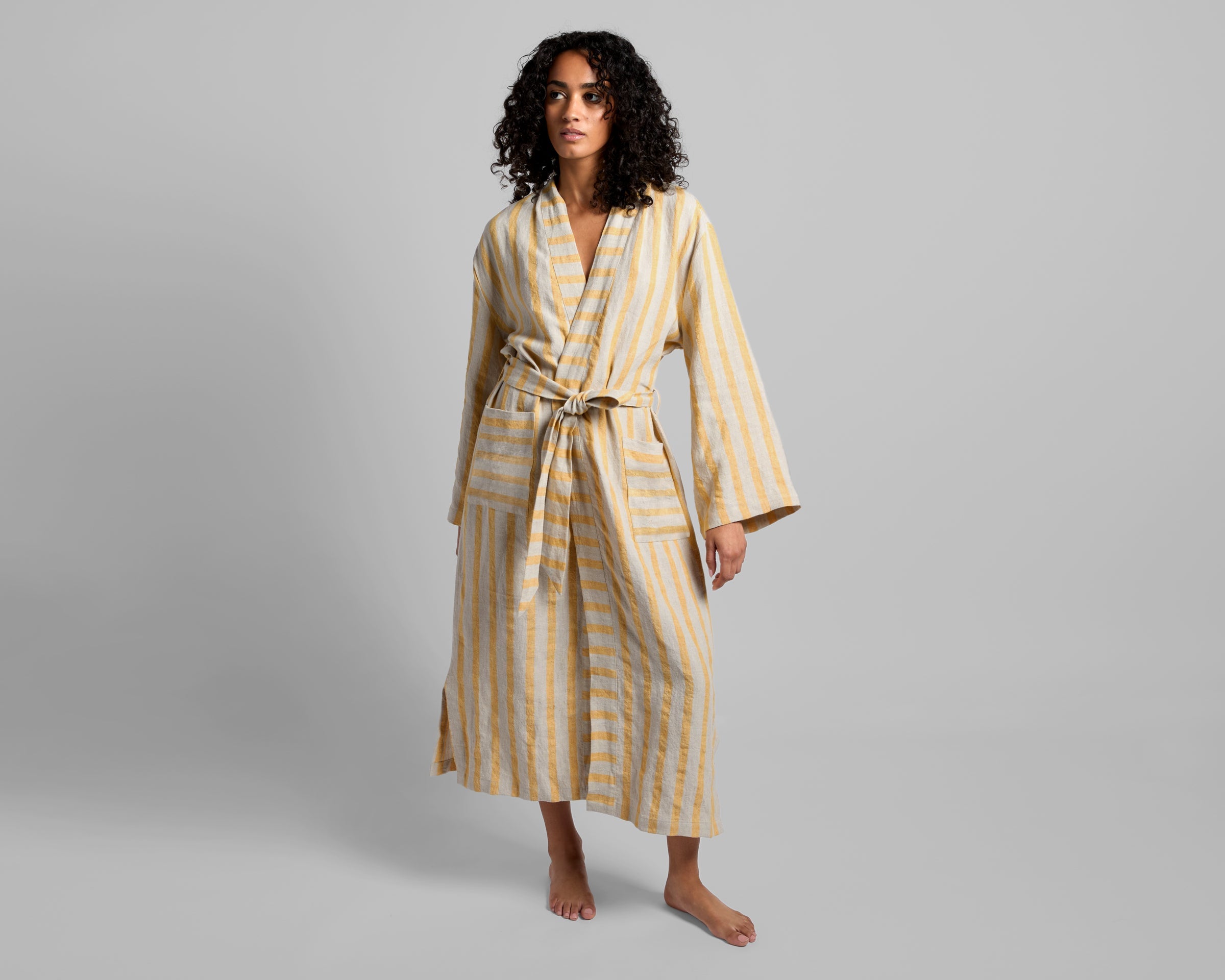Linen Stripe Robe | From Where
