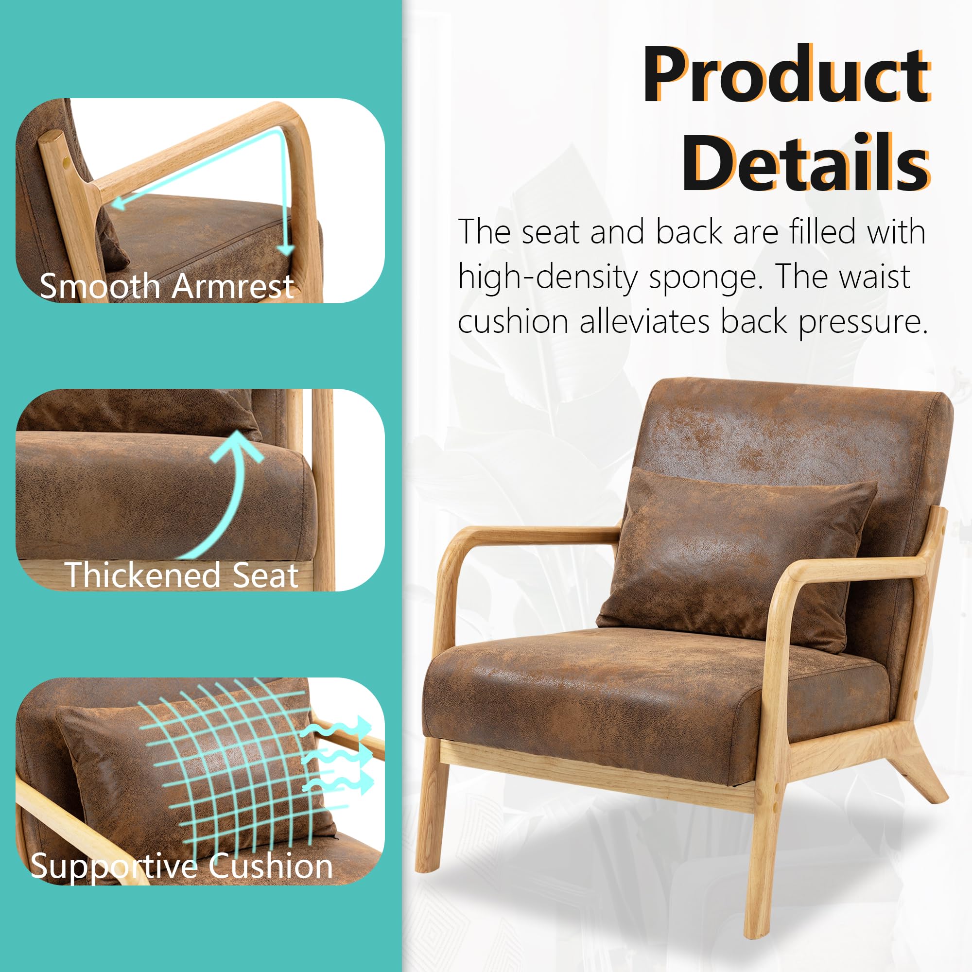 Modern Accent Chair with Wood Frame | From Where