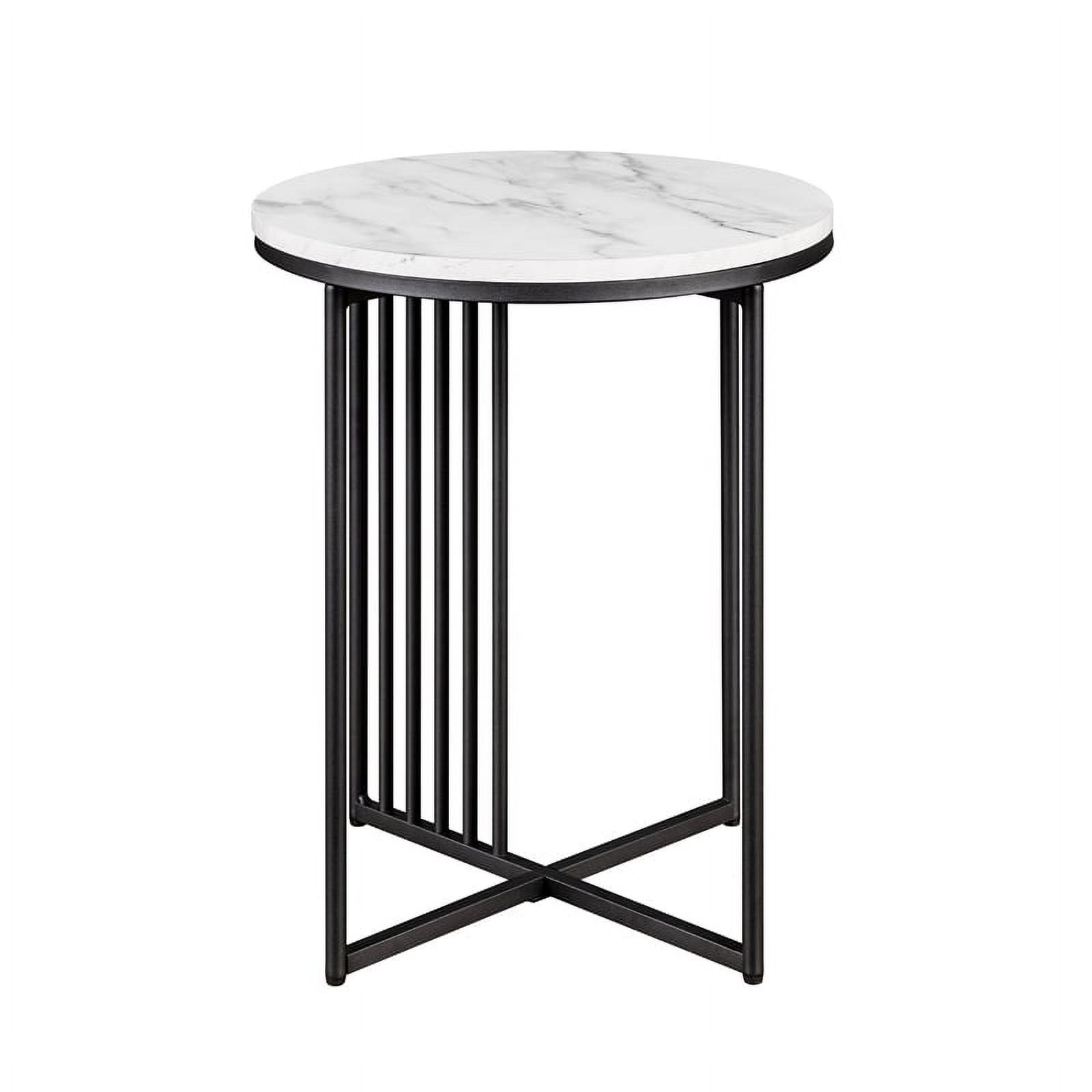 Slatted End Table with Calacatta Marble - From Where